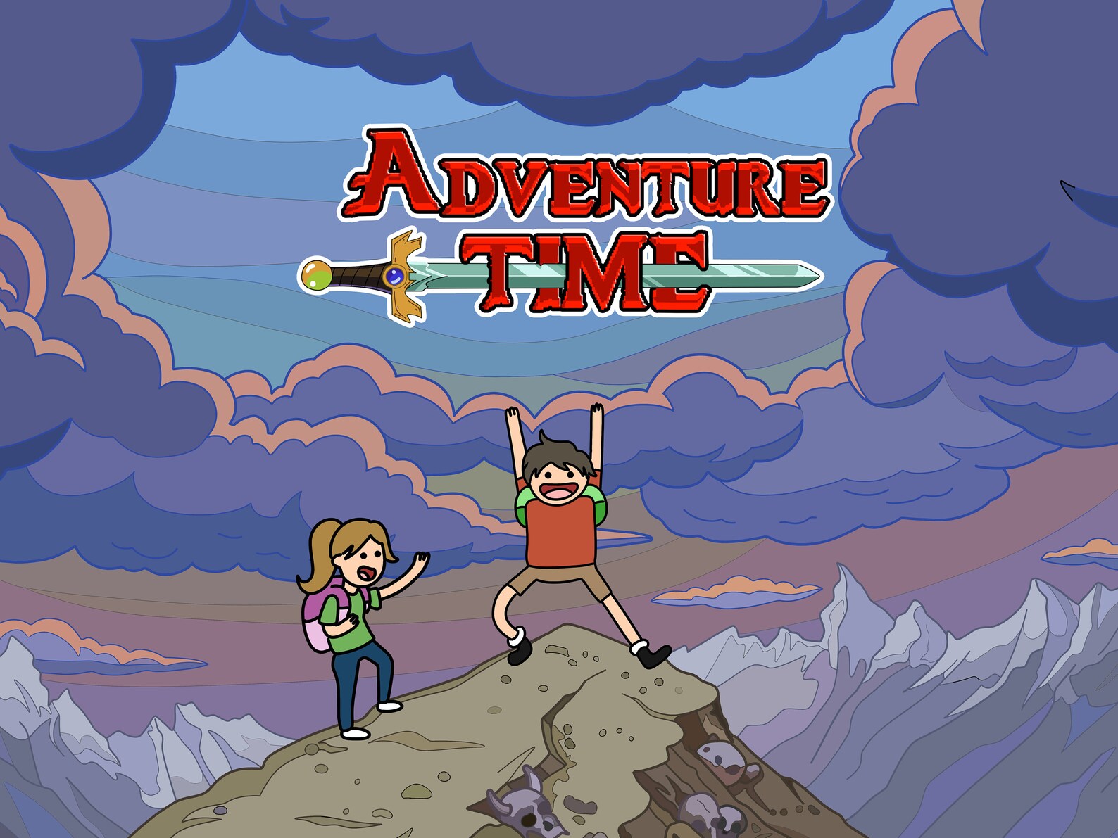 Adventure Time Cartoon Custom Portrait Illustration Couple - Etsy