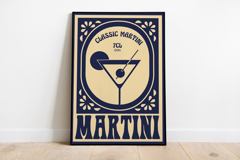 Martini Poster Martini Print Cocktail Poster A4 A3 - Etsy UK