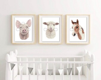 Farmhouse Kids Room Art Farm Nursery Classic Blue Truck Bedroom Decor ...