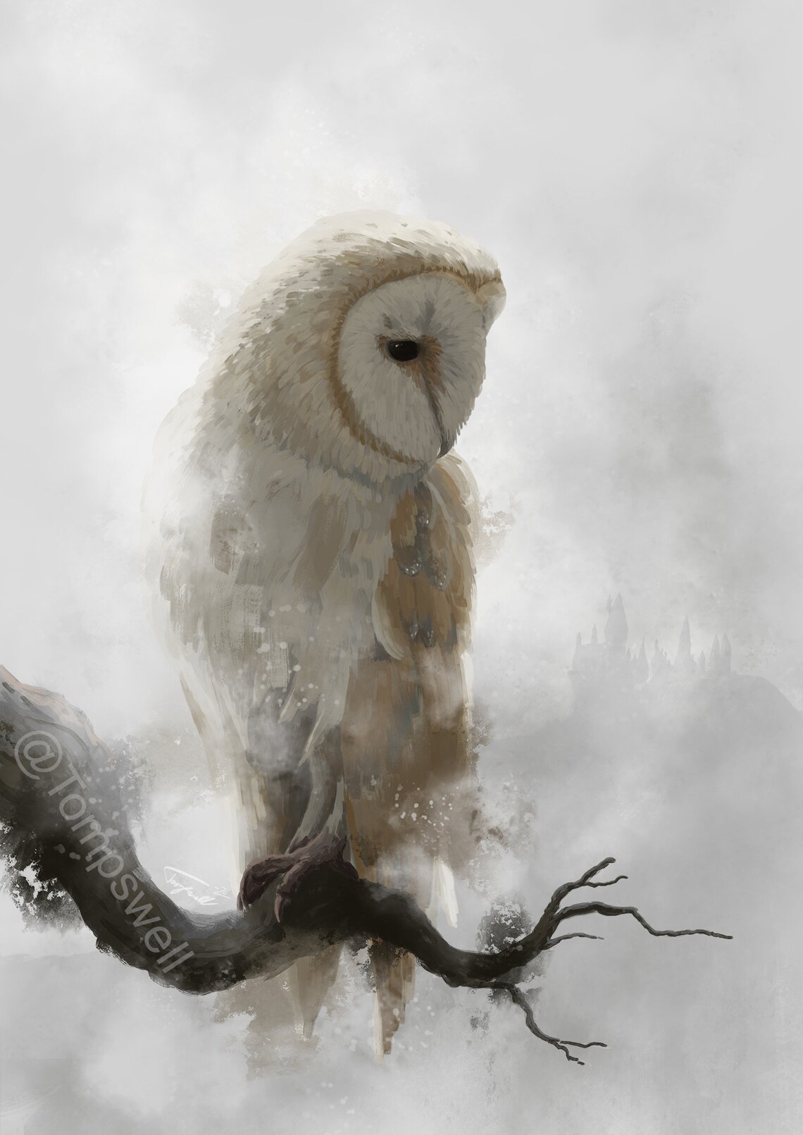 Premium Matte Poster Barn Owl Hogwarts Painting | Etsy