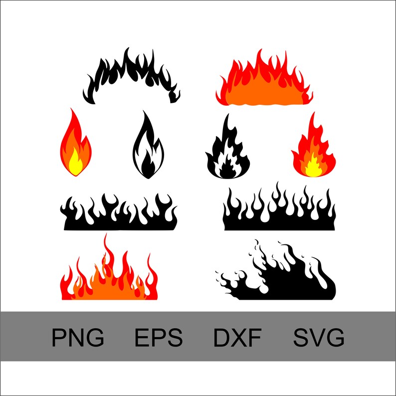 10 Fire bundle svg Flames dxf Set of fire flames Cliparts | Etsy