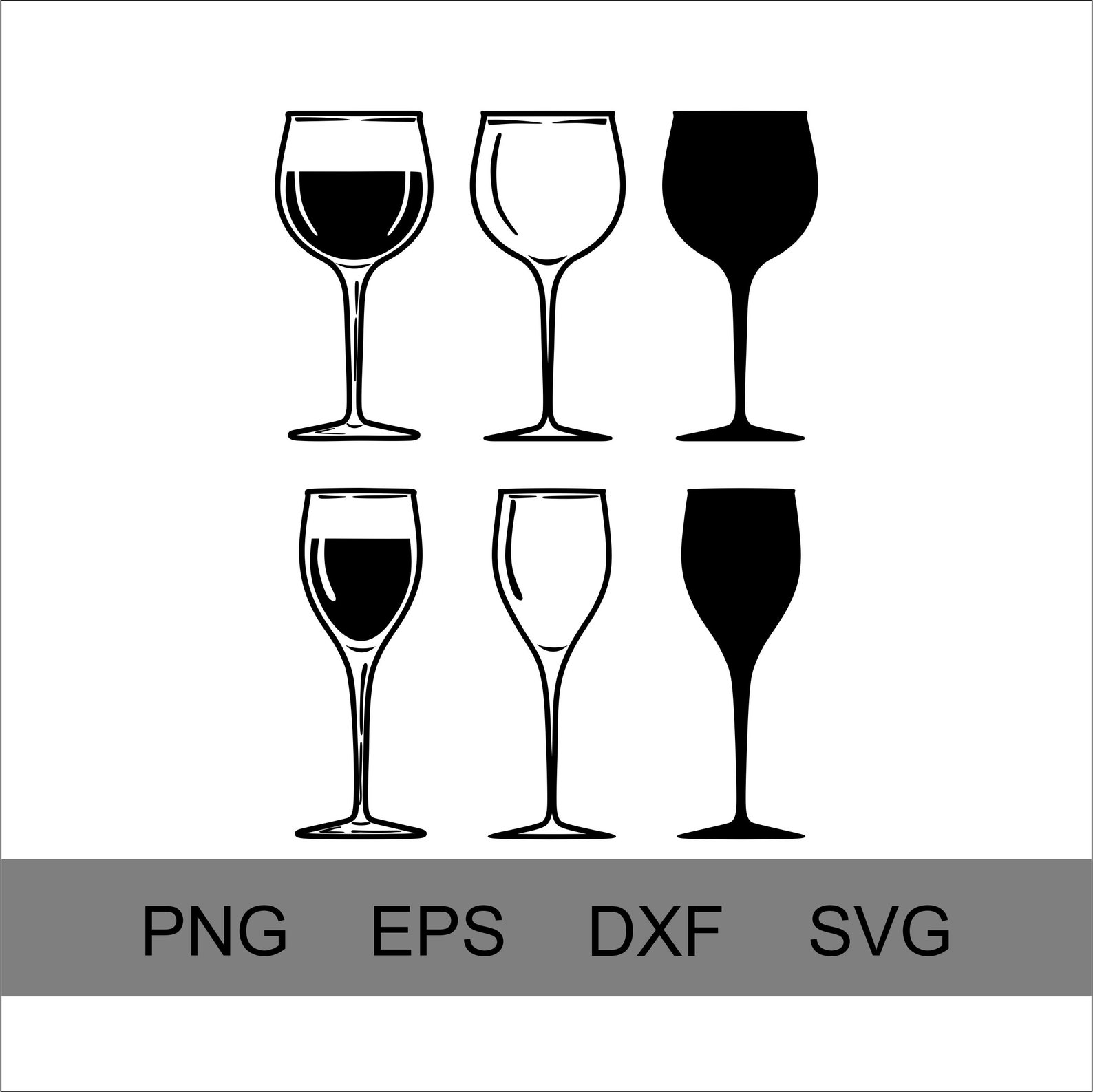 Wine Glasses Svg Wine Glasses Dxf Red And White Wine Etsy