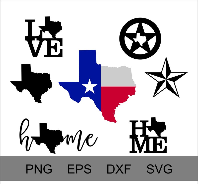 Texas SVG DXF PNG eps. Texas silhouette. Cutting files. | Etsy