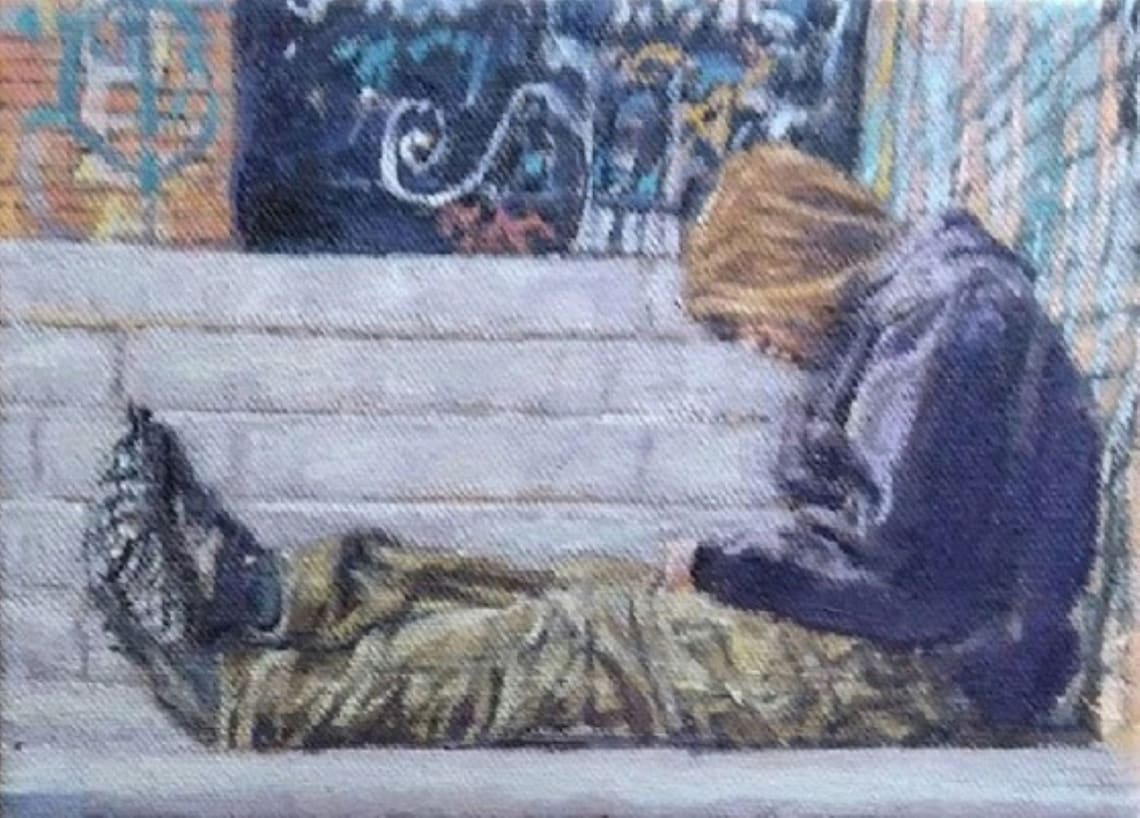 HOMELESS Painting/oil Painting/fine Art/original Wall Art/ Youth ...