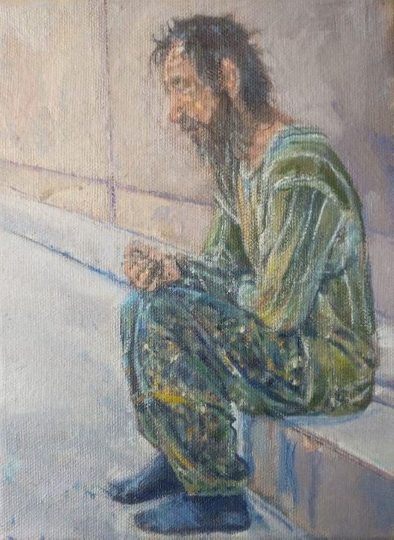 Homelessness/having Nothing/alone/oil Painting/original/framed/gift ...