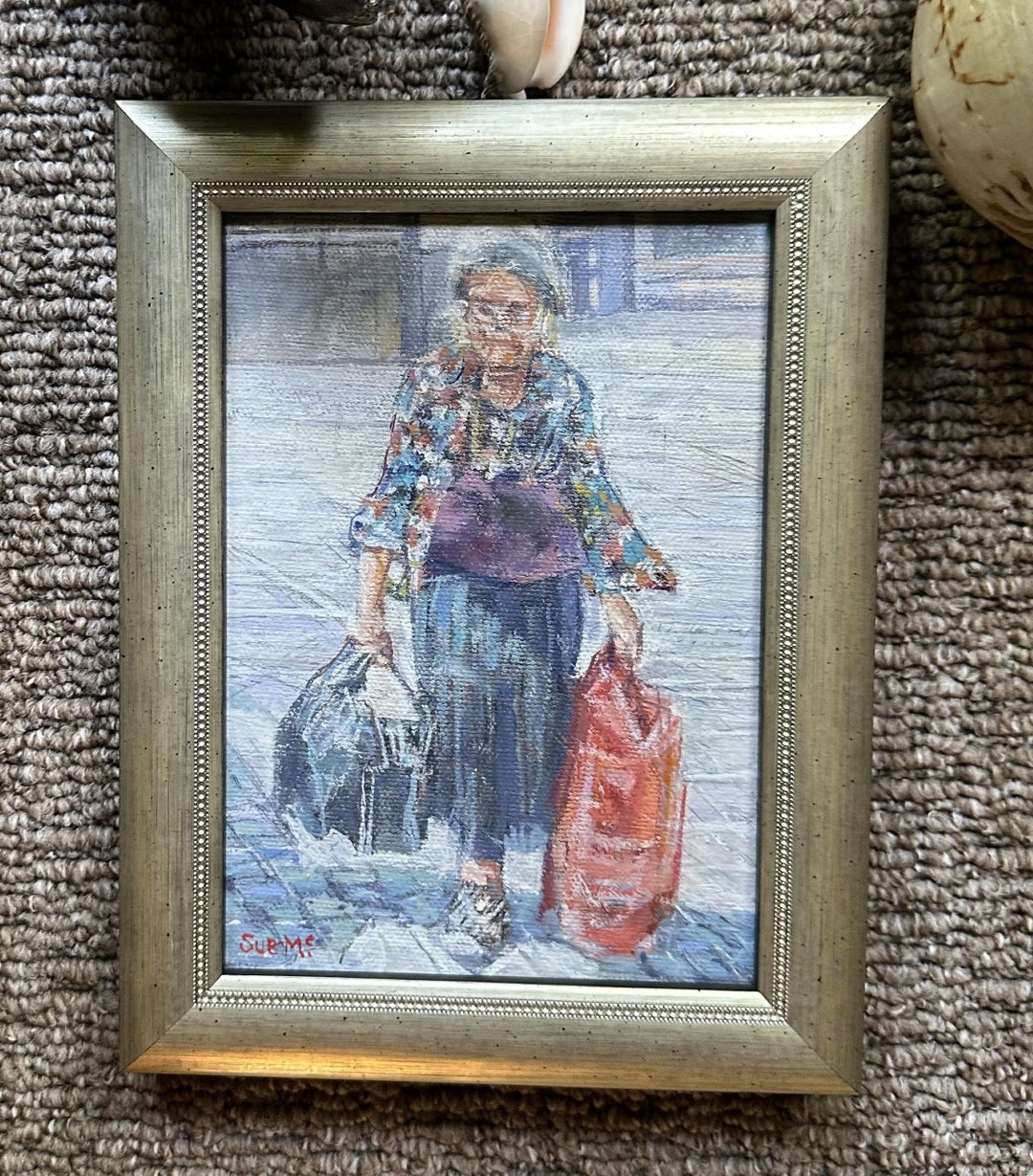 Homeless/bag Woman/carrying Her Belongings/ Portrait/fine Art/framed ...