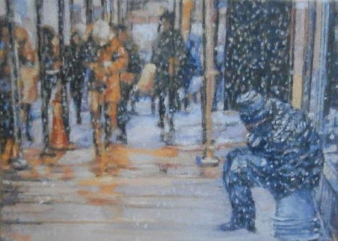 HOMELESS Painting/oil Painting/unique/original Art/ Man/cityscape/alone ...