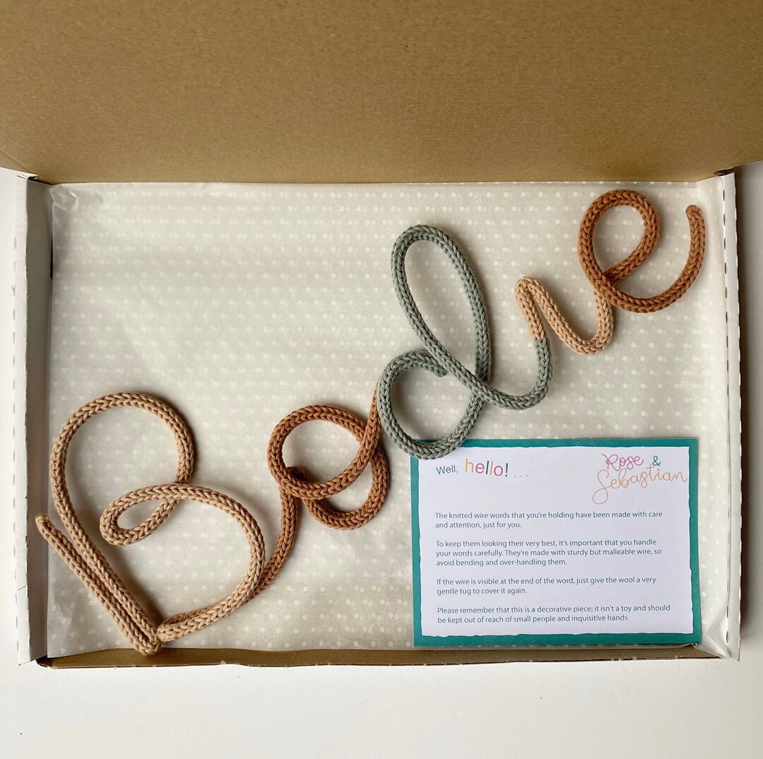 Knitted Wire Words | Knitted Names | Rope Words | Kids Name Sign ...