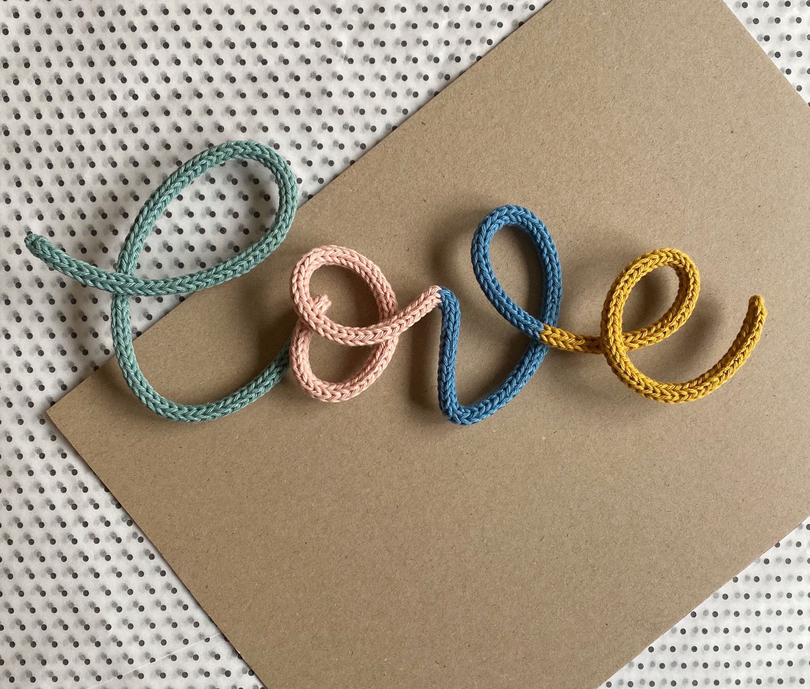 Multicolour love sign Love knitted sign Rainbow knitted | Etsy