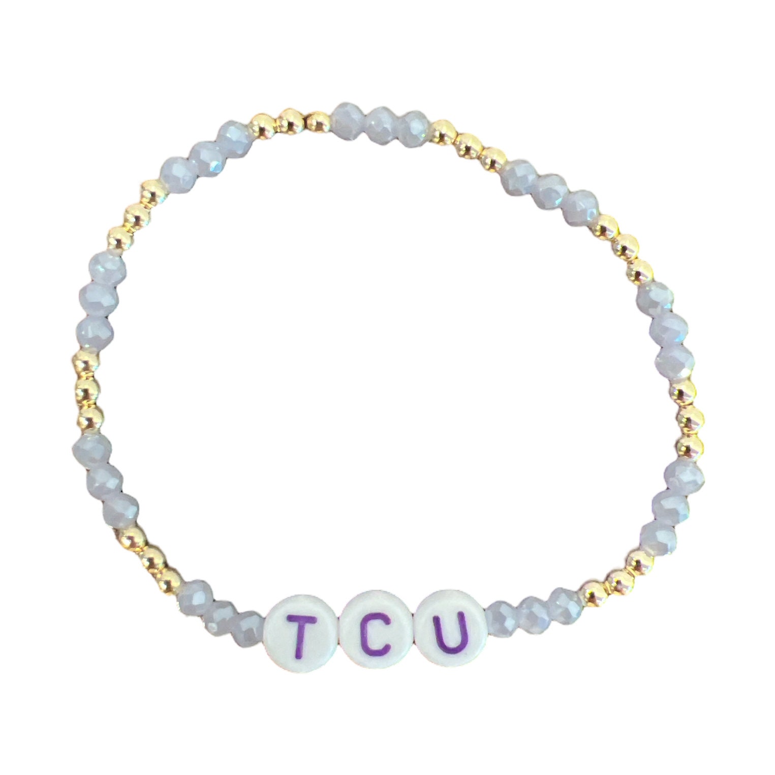 Custom College Bracelet: 14k Gold Filled Bead & Crystal, Personalized ...