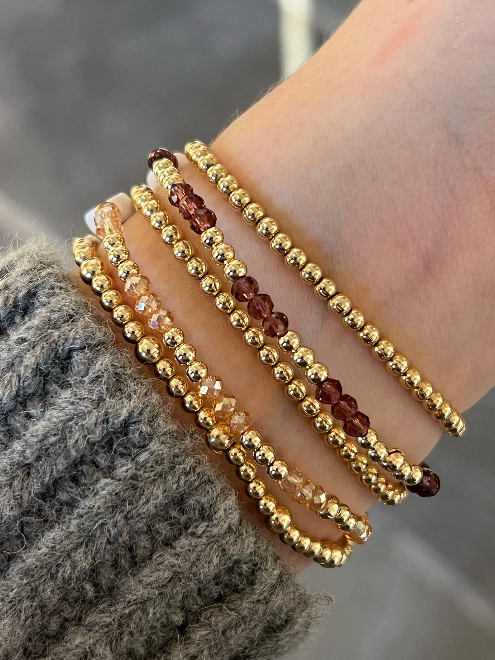 Custom College Bracelet: 14k Gold Filled Bead & Crystal, Personalized ...