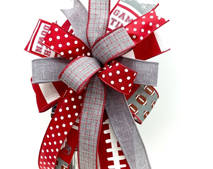 Football Bow, Crimson & Gray Bow, Alabama Bow, College Wreath Bow ...