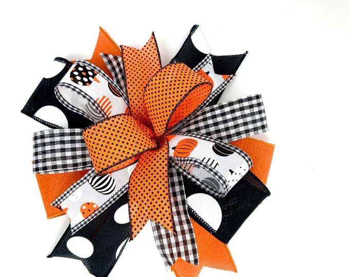 Halloween Wreath Bow, Fall Wreath Bow, Halloween Ribbon, Pumpkin Ribbon ...
