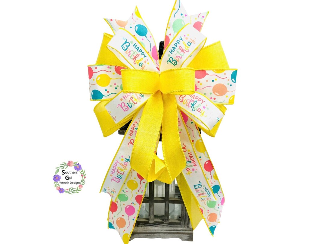 Happy Birthday Decorative Bow, Birthday Party Bow, Birthday Mailbox Bow ...