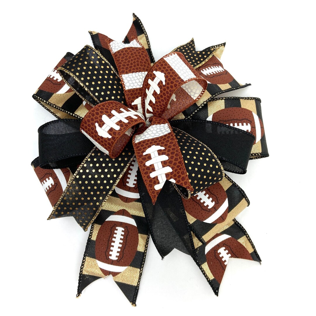 College Football Bow, Lantern Bow, Football Bow for Wreath, Tailgating ...