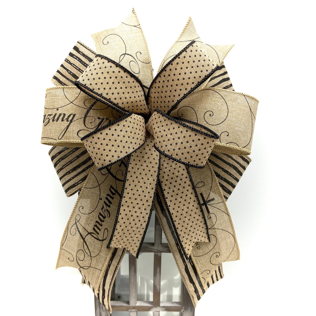 Amazing Grace Bow, Religious Bow, Wreath Bow, Lantern Topper Bow ...