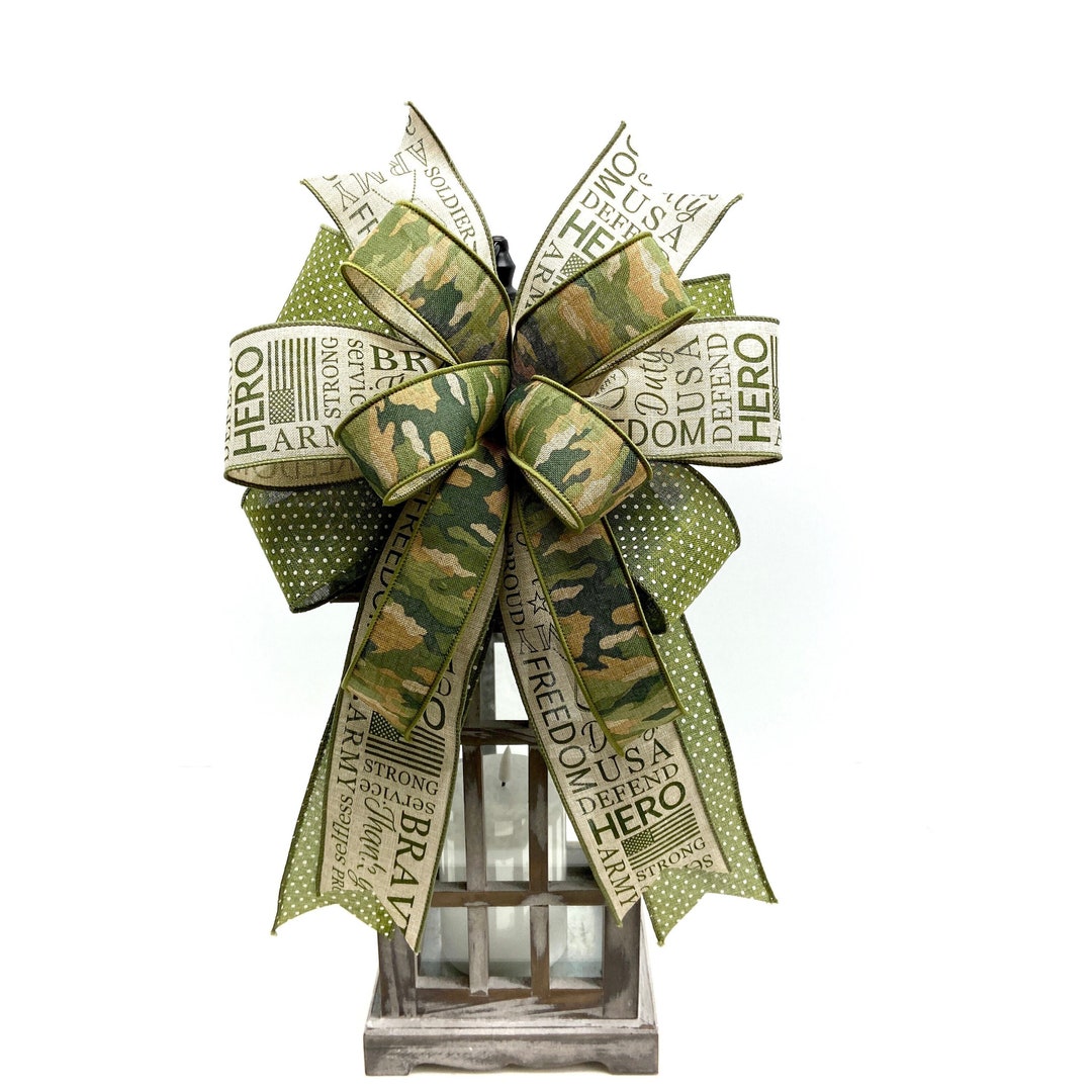 Army Bow, Military Mailbox Bow, Armed Service Bow, Wreath Bow ...