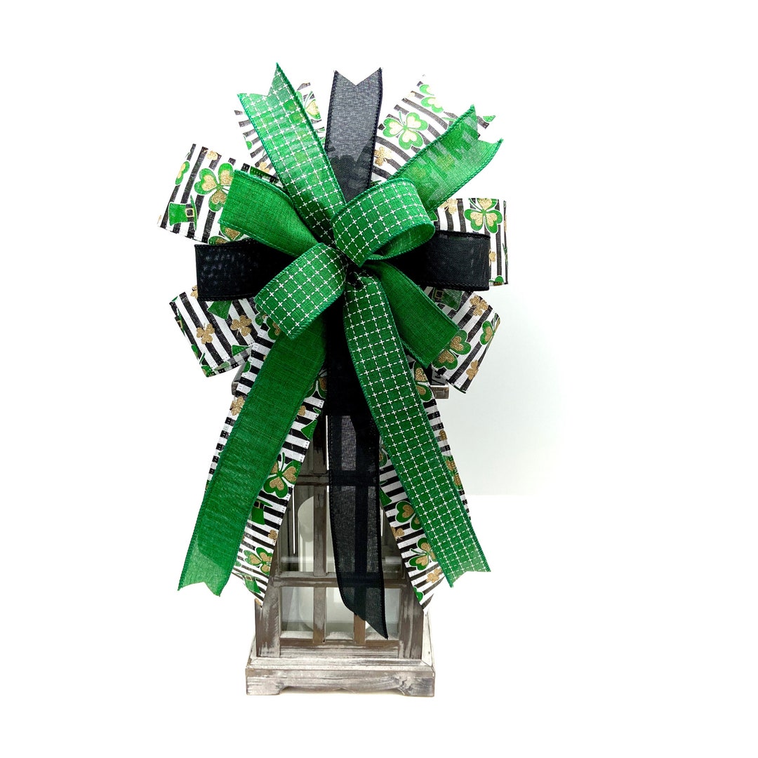 St. Patrick's Wreath Bow, Lantern Topper Bow, St. Patrick’s Day Bow ...