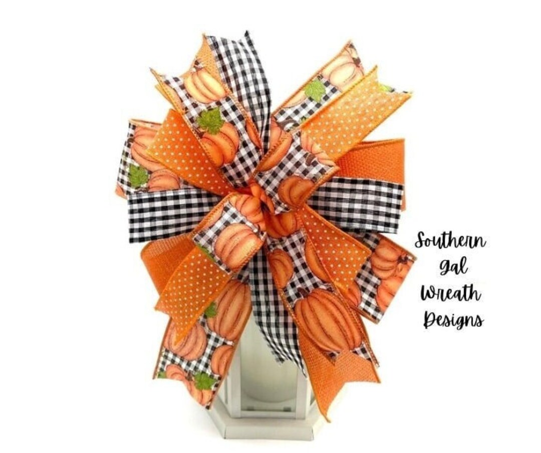 Fall Farmhouse Bow for Wreath, Thanksgiving Bow, Lantern Bow for Fall ...