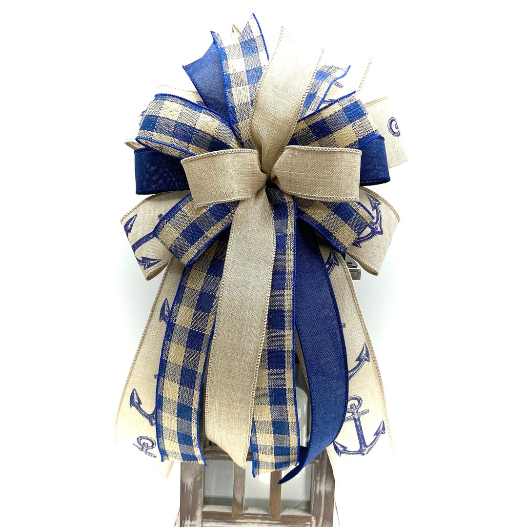 Nautical Wreath Bow Beach Bow Anchor Ribbon Bow Bow for - Etsy