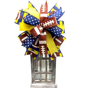 Yellow and Navy Football Wreath Bow, Football Ribbon, Lantern Topper ...