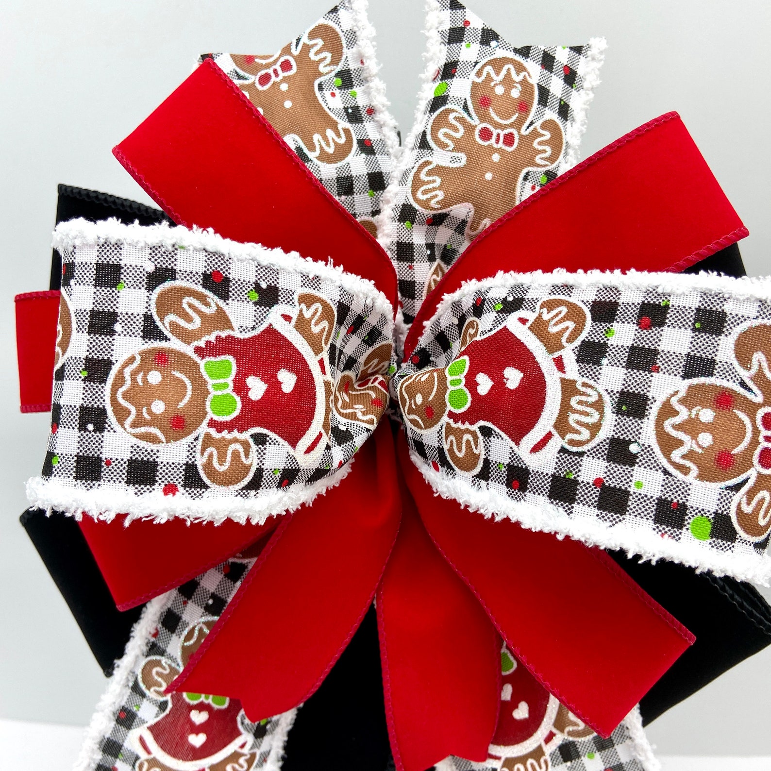 Gingerbread Wreath Bow Small Gingerbread Tree Topper Bow - Etsy