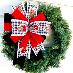 Gingerbread Wreath Bow, Small Gingerbread Tree Topper Bow, Gingerbread ...