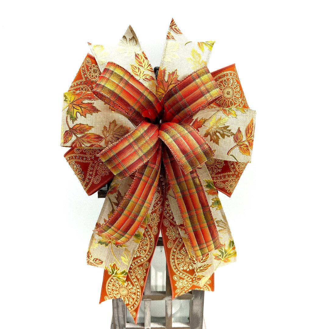 Elegant Fall Bow, Thanksgiving Bow Decor, Fall Farmhouse Bow, Fall Bow ...