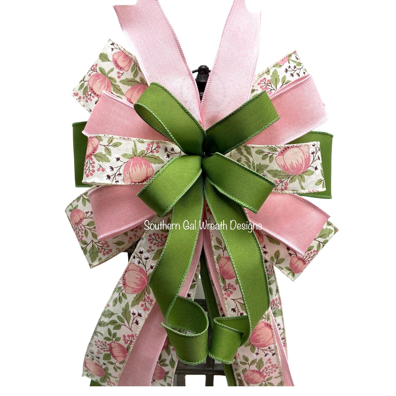 Spring Lantern Bow, Pink Peony Floral Wreath Bow, Mailbox Bow, Lantern ...