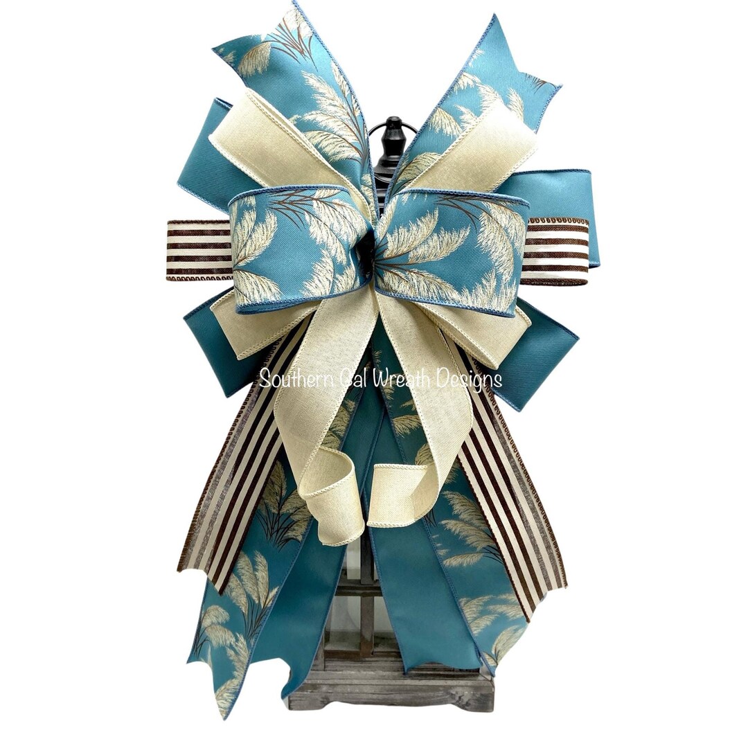 Smoke Blue Wreath Bow, Farmhouse Bow, Lantern Bow, Bow for Wreath ...