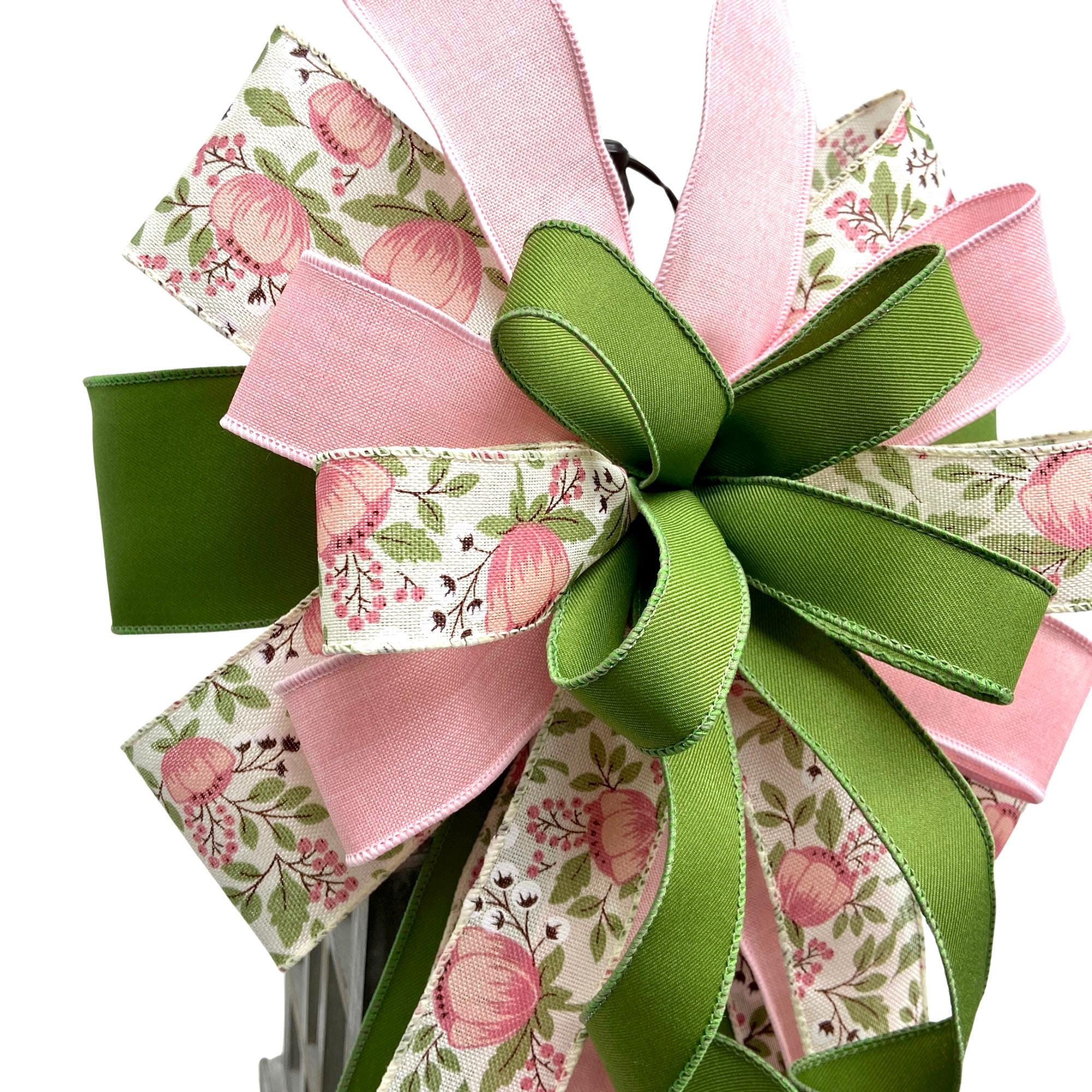 Spring Lantern Bow, Pink Peony Floral Wreath Bow, Mailbox Bow, Lantern ...