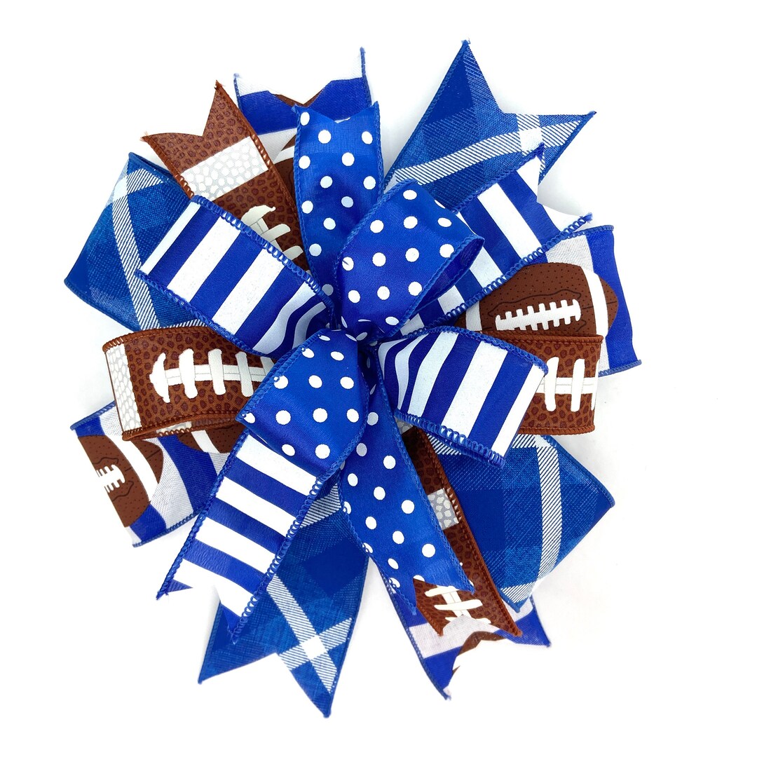 Football Bow, Football Ribbon Bow, Tailgating Bow Decor, Collegiate Bow ...