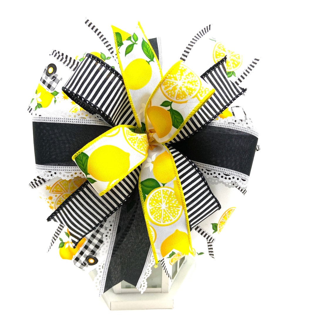 Lemon Bow For Wreath Lemon Truck Ribbon Bow Lantern Topper Etsy