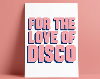 Kitchen Disco Print Wall Art A5 A4 A3 Bold Typographic | Etsy