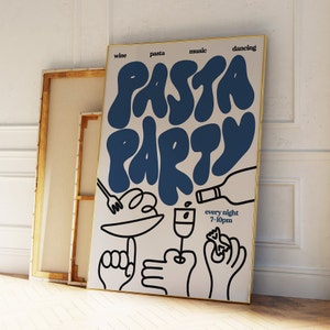 Pasta Party | Food Print | Kitchen | Music Poster | Wall Art | A5 A4 A3 ...