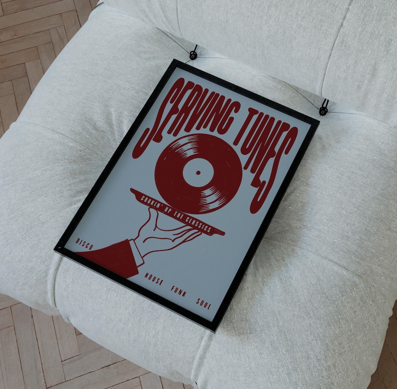 Serving Tunes Print | Music Poster | Home Decor | Vinyl | Illustration ...