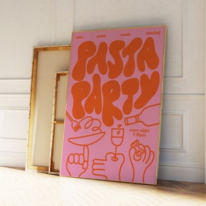 Pasta Party | Food Print | Kitchen | Music Poster | Wall Art | A5 A4 A3 ...