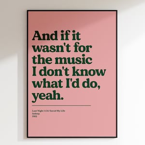 Custom Song Lyric Print | Music Poster | Wall Art | A5 A4 A3 ...