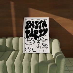 Pasta Party | Food Print | Kitchen | Music Poster | Wall Art | A5 A4 A3 ...