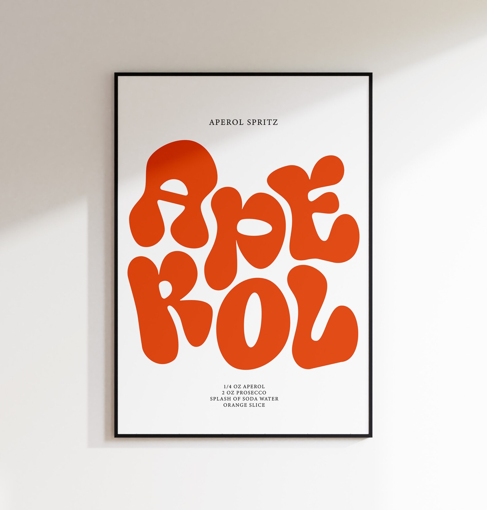 Aperol Spritz Print | Cocktail Poster | Wall Art | A5 A4 A3 | Bold ...