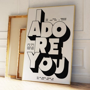 I Adore You Fred Again Music Poster Wall Art A5 A4 A3 Bold Typographic ...