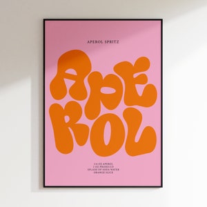 Aperol Spritz Print | Cocktail Poster | Wall Art | A5 A4 A3 | Bold ...