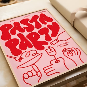 Pasta Party | Food Print | Kitchen | Music Poster | Wall Art | A5 A4 A3 ...