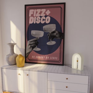Fizz & Disco | Retro | Disco Print | Music Poster | Wall Art | A5 A4 A3 ...