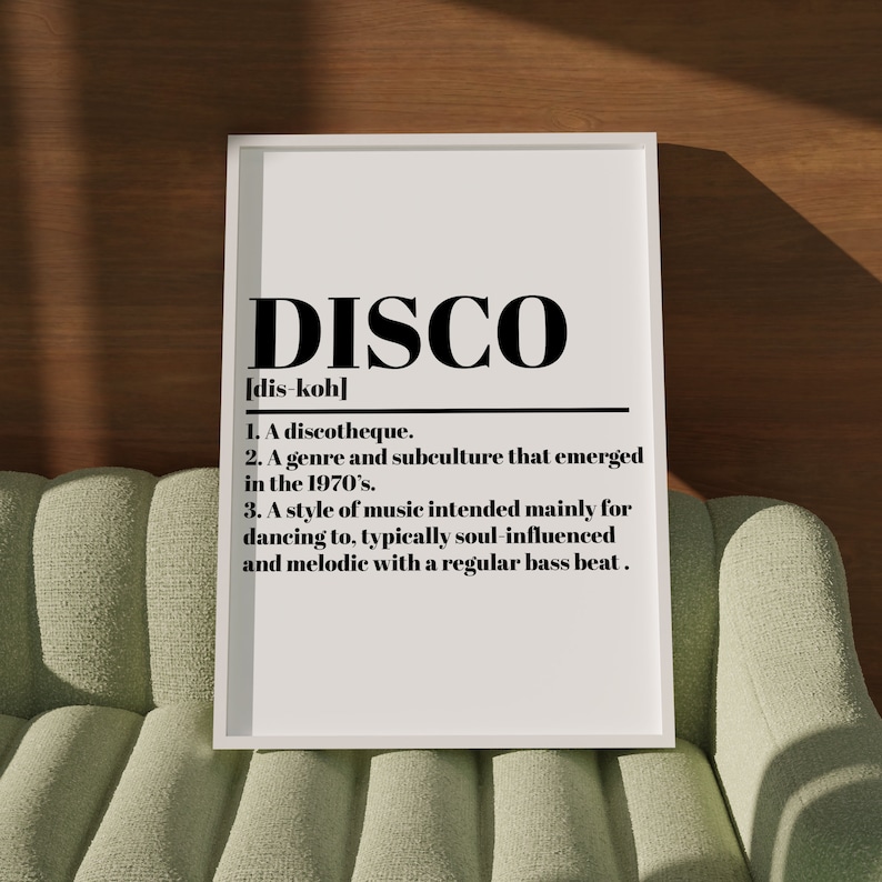 Disco Definition Print | Music Poster | Wall Art | A5 A4 A3 ...