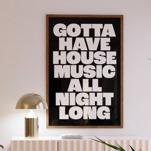 House Music Print | Music Poster | Wall Art | A5 A4 A3 | Bold ...