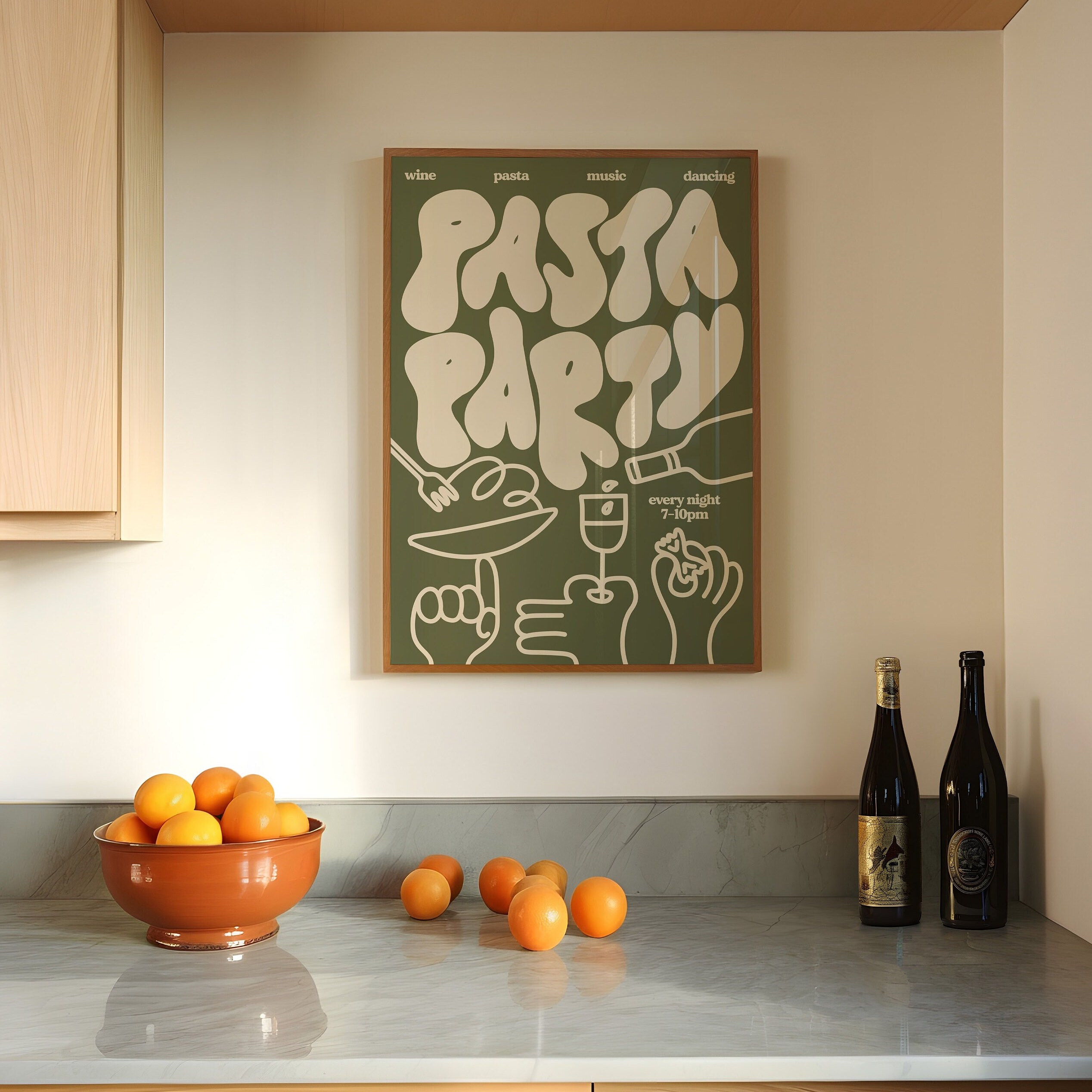 Pasta Party | Food Print | Kitchen | Music Poster | Wall Art | A5 A4 A3 ...