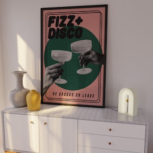 Fizz & Disco | Retro | Disco Print | Music Poster | Wall Art | A5 A4 A3 ...