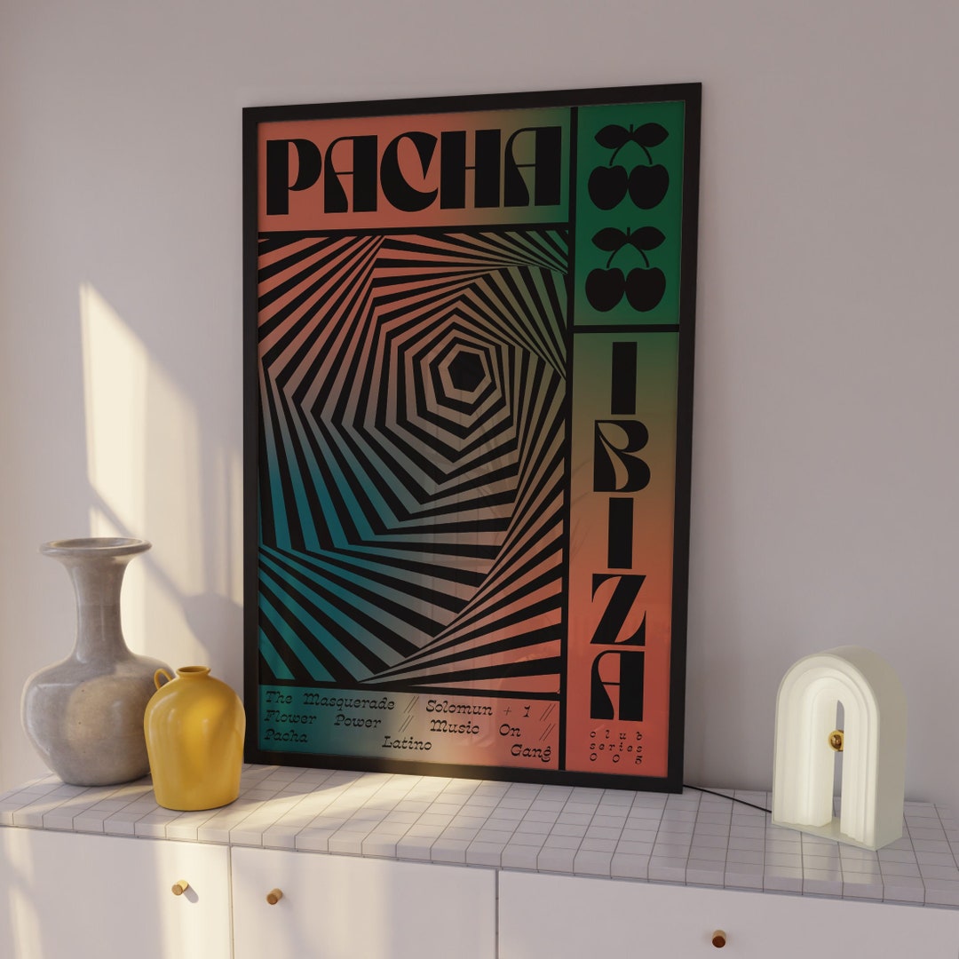 Pacha Print | Ibiza Poster | Wall Art | A5 A4 A3 | Bold | Typographic ...