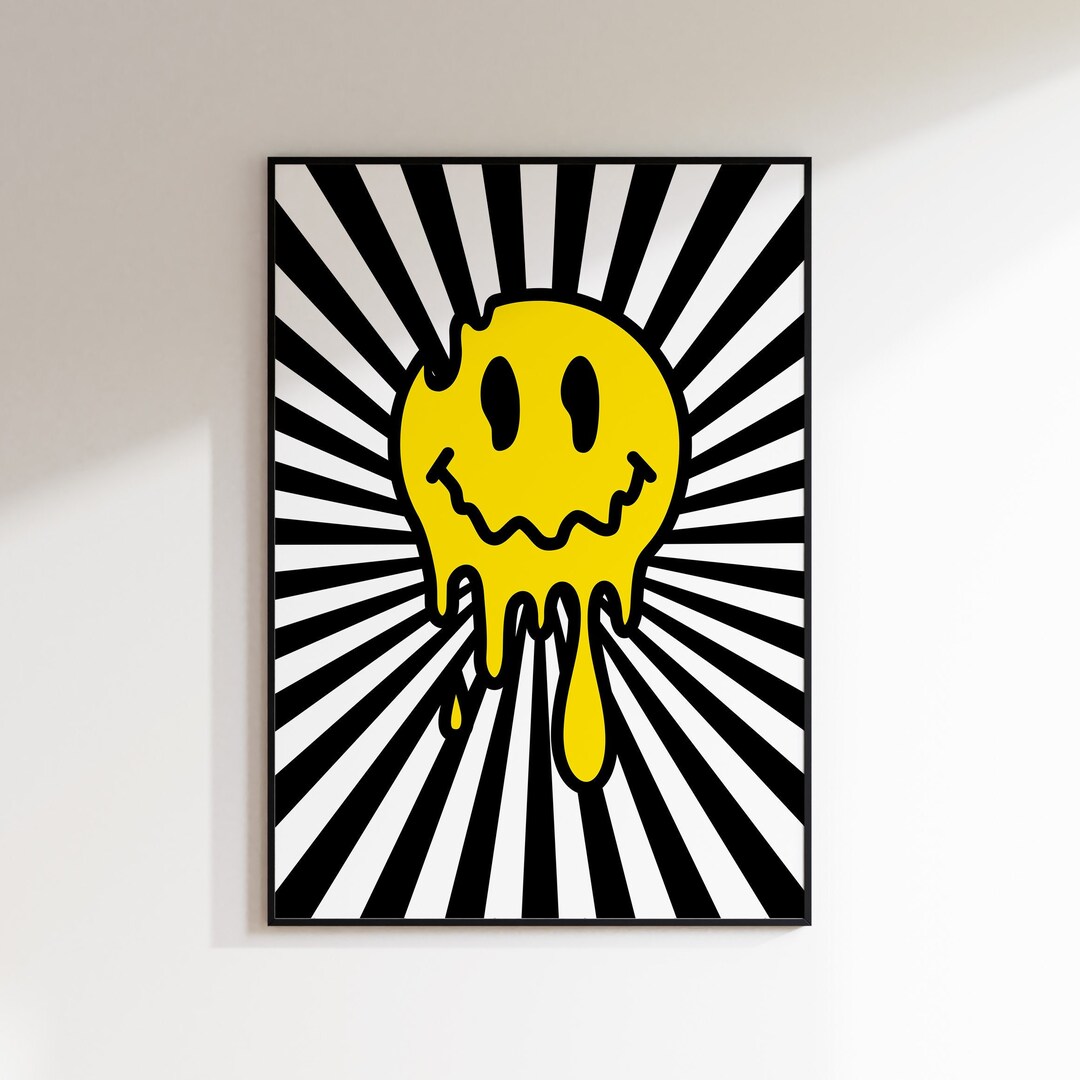 Drippy Acid Face Print | 90's | Raving | Music Poster | Wall Art | A5 ...